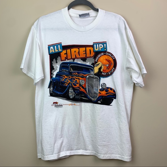 Lee | Shirts | Vintage All Fired Up Ford Car Shirt Lee Tag Mens L Hot ...